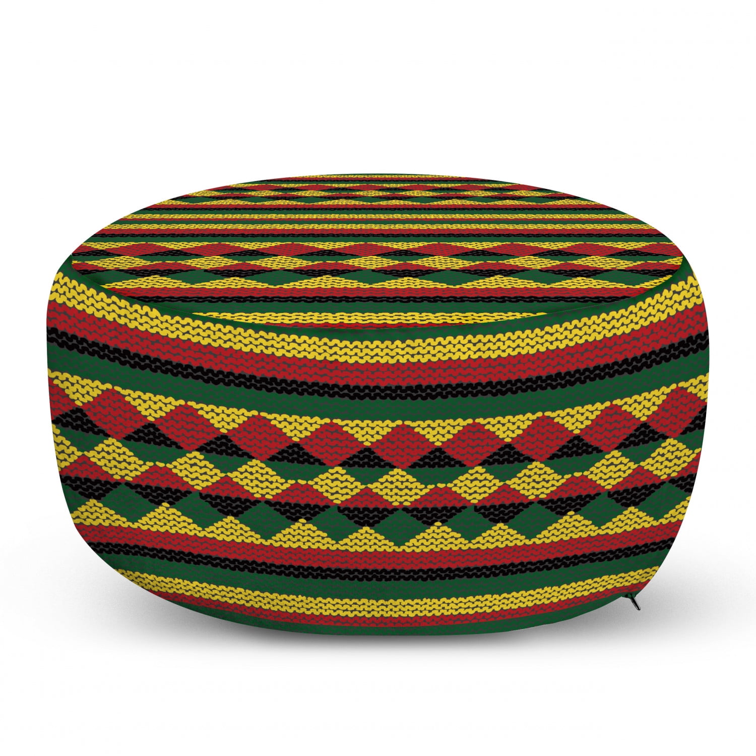 Kente Pattern Pouf Cover with Zipper, Traditional Pattern in Lively ...