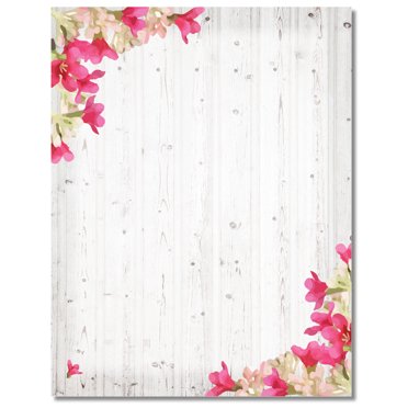 Pink Rose Border Stationery - Rose's Letterhead -8.5 x 11 inches - 60 ...
