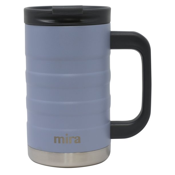 MIRA 14oz Coffee Mug with Handle & Screw On Lid, Stainless Steel Vacuum ...