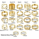 22PCS Women's Gold Plated Stackable Knuckle Rings Set with Geometric ...