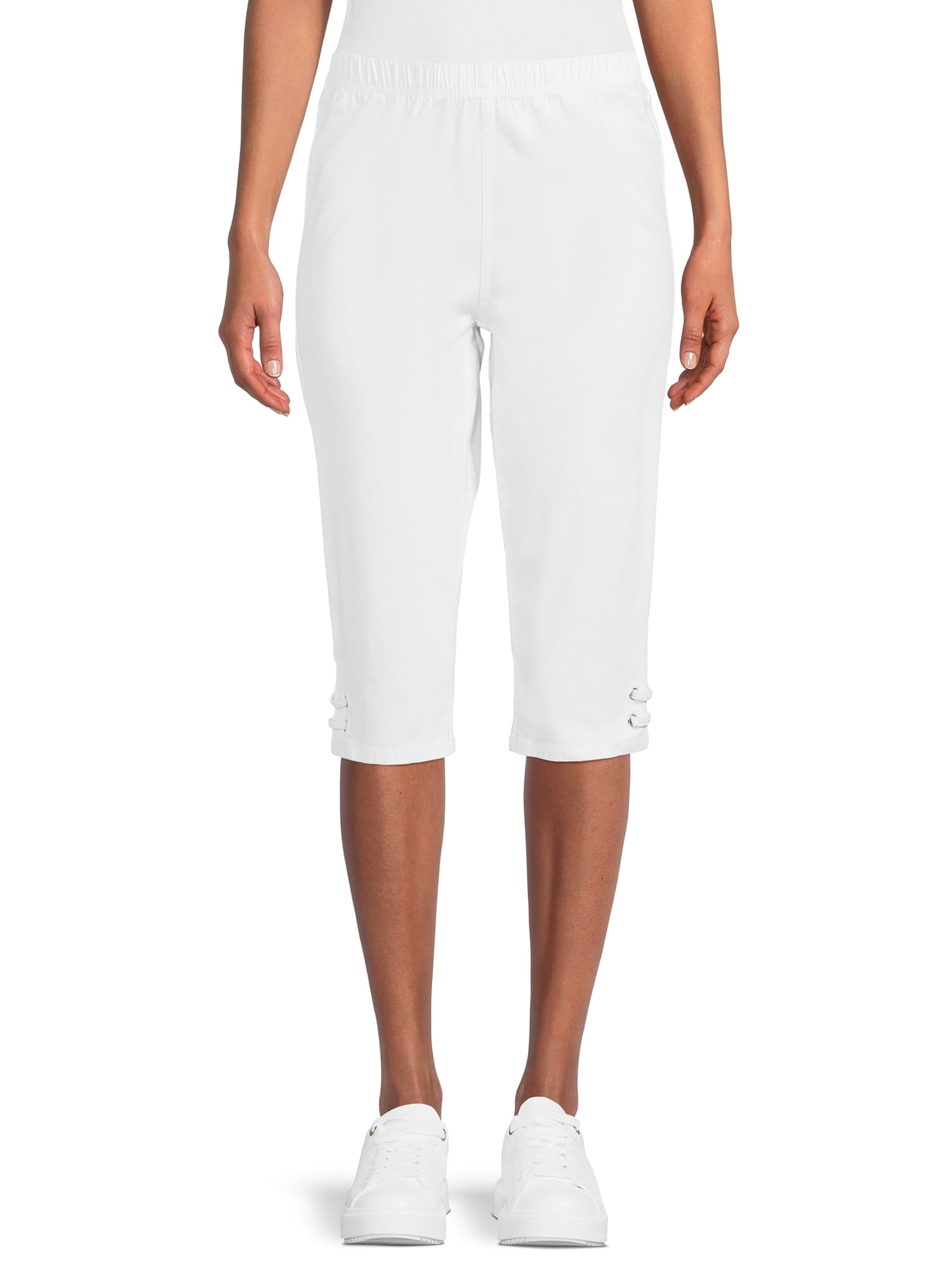 Real Size Women's Pull On Grommet Stretch Capri Pants, 17” - Walmart.com