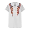 LevmjiaWomen's V Neck Short Sleeve T Shirt Ethnic Floral Print Keyhole ...