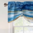 Abstract Waves Tie Up Valances Curtain, Retro Blue White Gold Oil ...