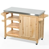 DWVO Solid Wood Outdoor Prep Food Counter Station with Stainless Steel ...