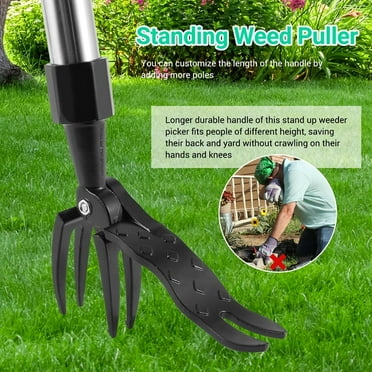 Weed Puller, Stand Up Weeder Hand Tool, Long Handle Garden Weeding Tool ...