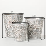 Sullivans Flourish Bucket Set of 3, 10"H, 8.5"H & 7.25"H Gray - Walmart.com