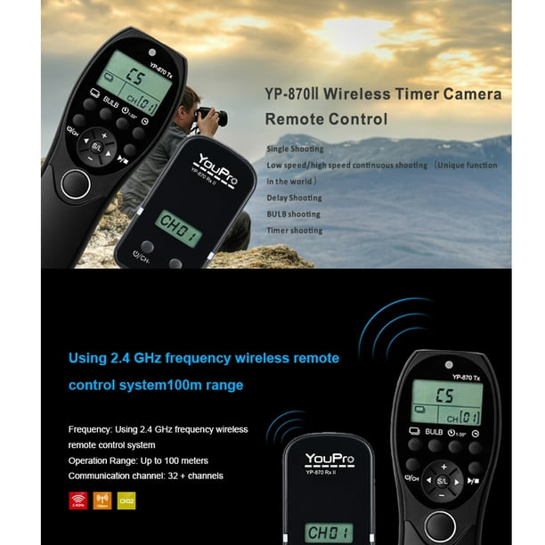 Amdohai YouPro YP-870 E3 2.4G Wireless Remote Control LCD Timer Shutter Release Transmitter ...