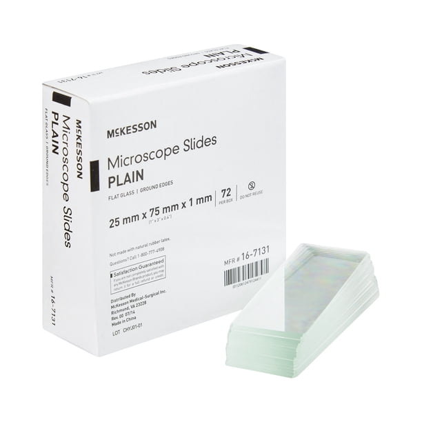 McKesson Microscope Slides - Plain Glass, Ground Edges, 1 in x 3 in x 1 ...