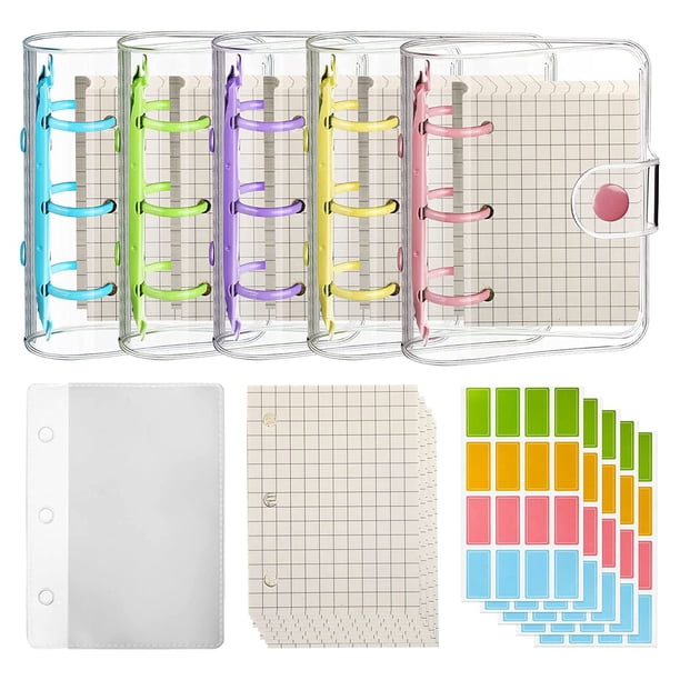 Symkmb 5 Pack Mini Transparent 3 Ring Binder Covers with Binder Inner ...