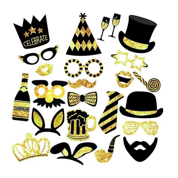 24 Pieces Party Photobooth Props Mix Of Hats, Wine Glass, Lipstick, Tie ...