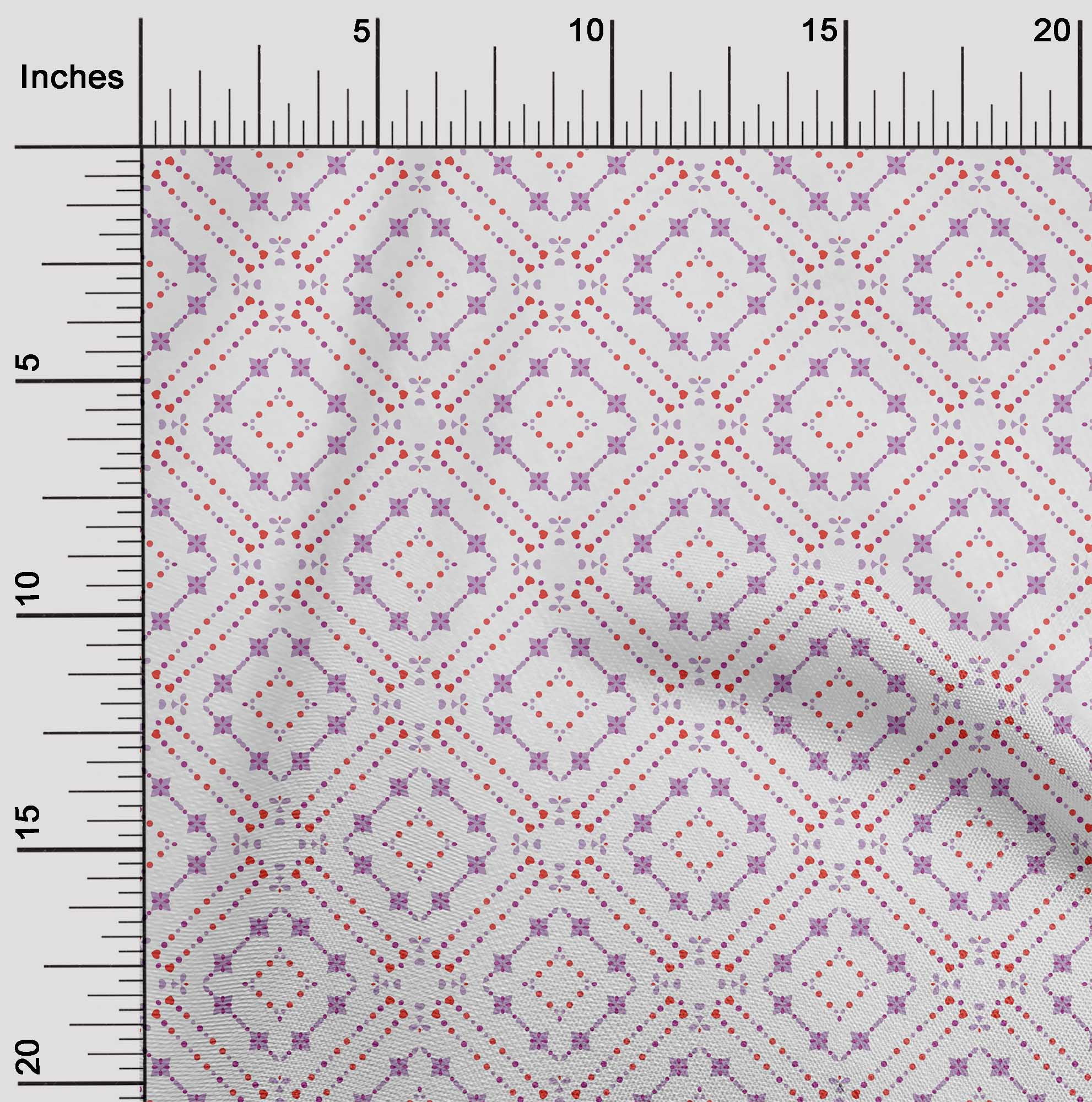 oneOone Silk Tabby Dusty Violet Fabric Dot|Heart & Diamond Shape ...