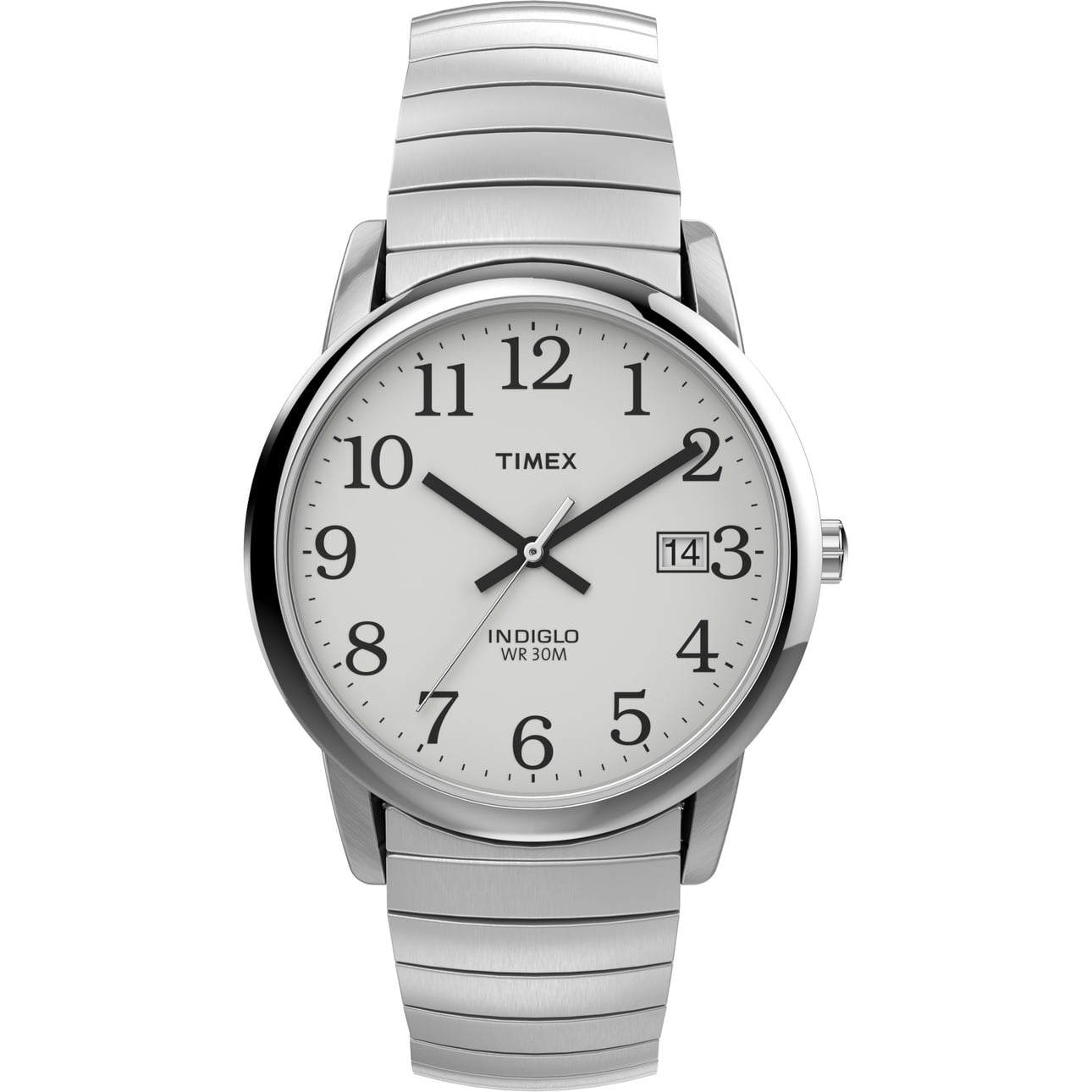 Timex Men's Easy Reader Date Silver/White 35mm Casual Watch, Tapered ...