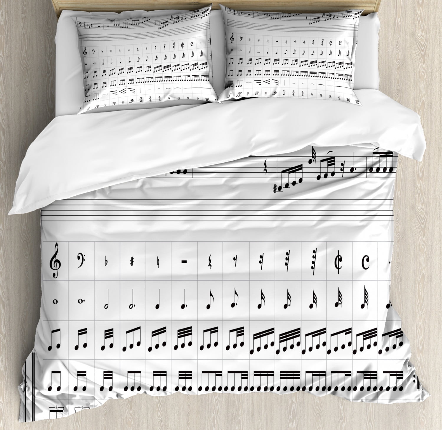 Music Note Duvet Cover Set Queen Size, High Detailed Educational ...