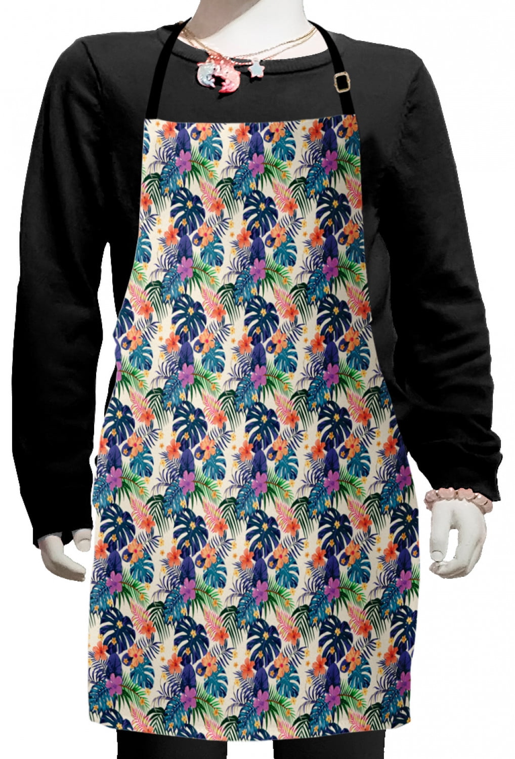 Tropical Kids Apron, Flowers and Leaves of Lush Exotic Plants Tropic ...