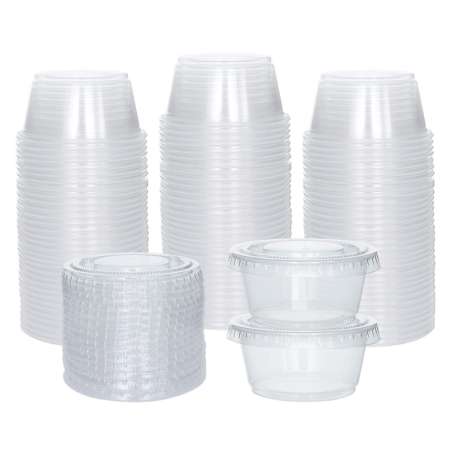 [100 Sets] 2 oz Small Plastic Containers with Lids, Jello Shot Cups ...