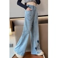 Girls Jeans High Waisted Cool Ripped Button Jeans Youth Girls Clothes ...