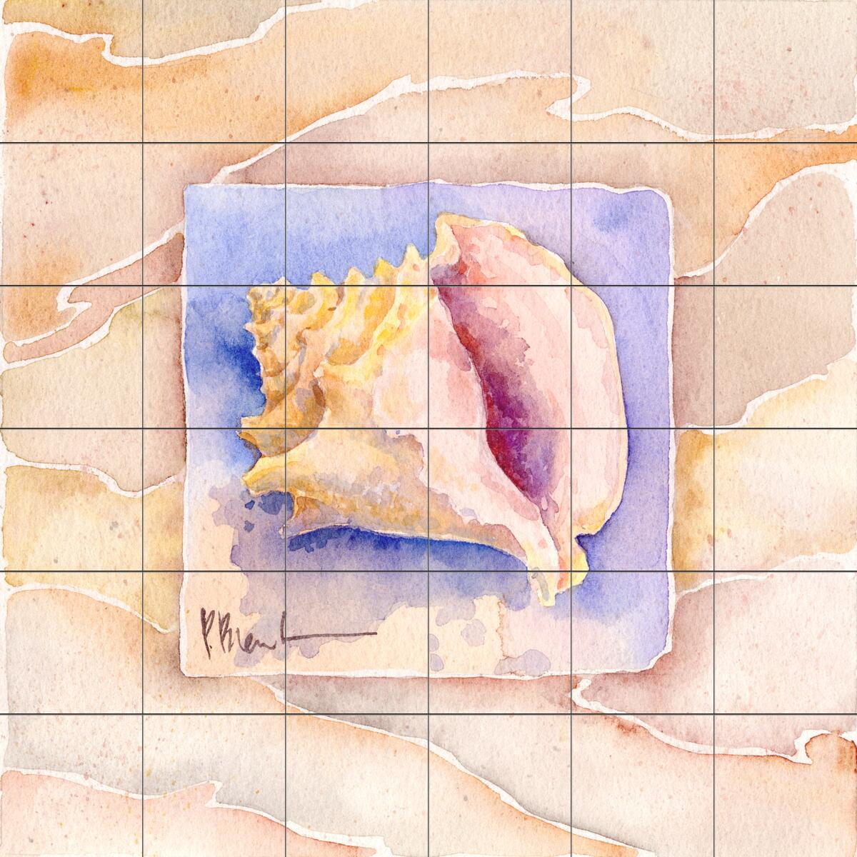 Tile Mural Bathroom Backsplash - Summer Conch - by Paul Brent - Walmart.com