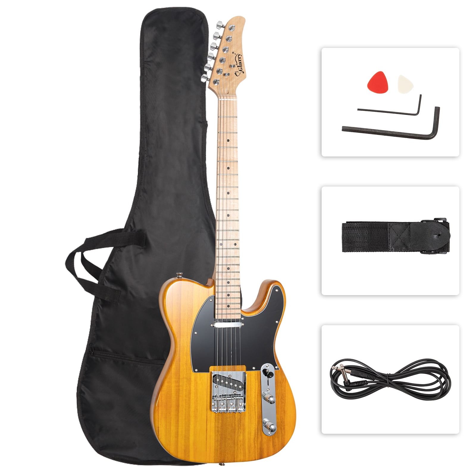 GLARRY 39" GTL Electric Guitar Solid Body Maple with Bag Beginner ...