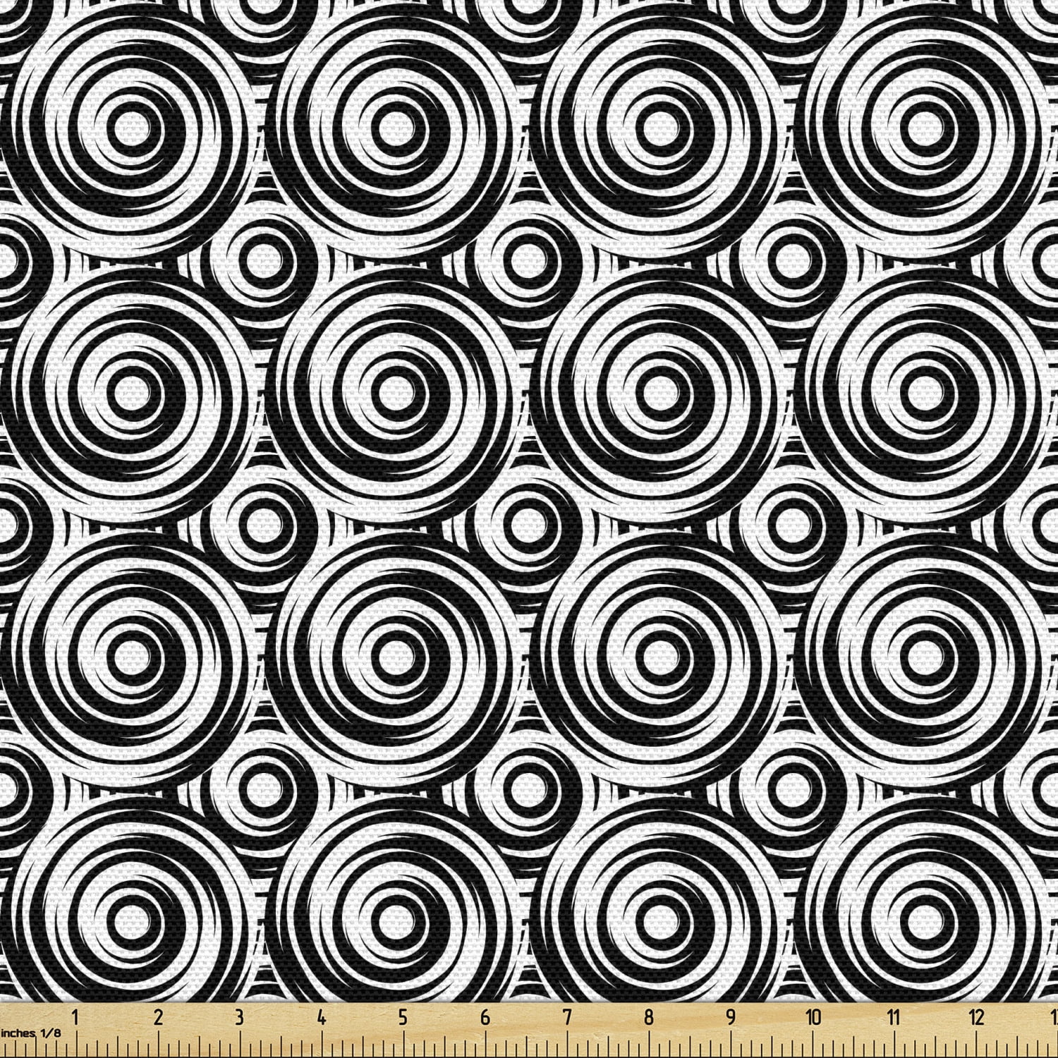 Modern Fabric by the Yard, Spiral Symmetric Circles Grunge Graffiti ...