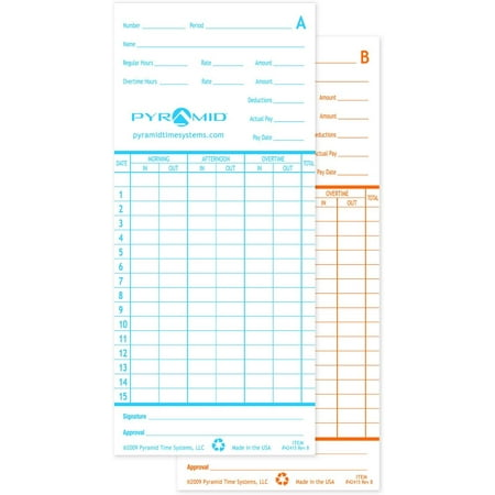 Pyramid Time Cards for 2600 and 2650 Time Clocks - English 1000 ...