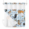 Cartoon Lovely Pets Fish Bubbles No Hook Shower Curtain with Snap in ...