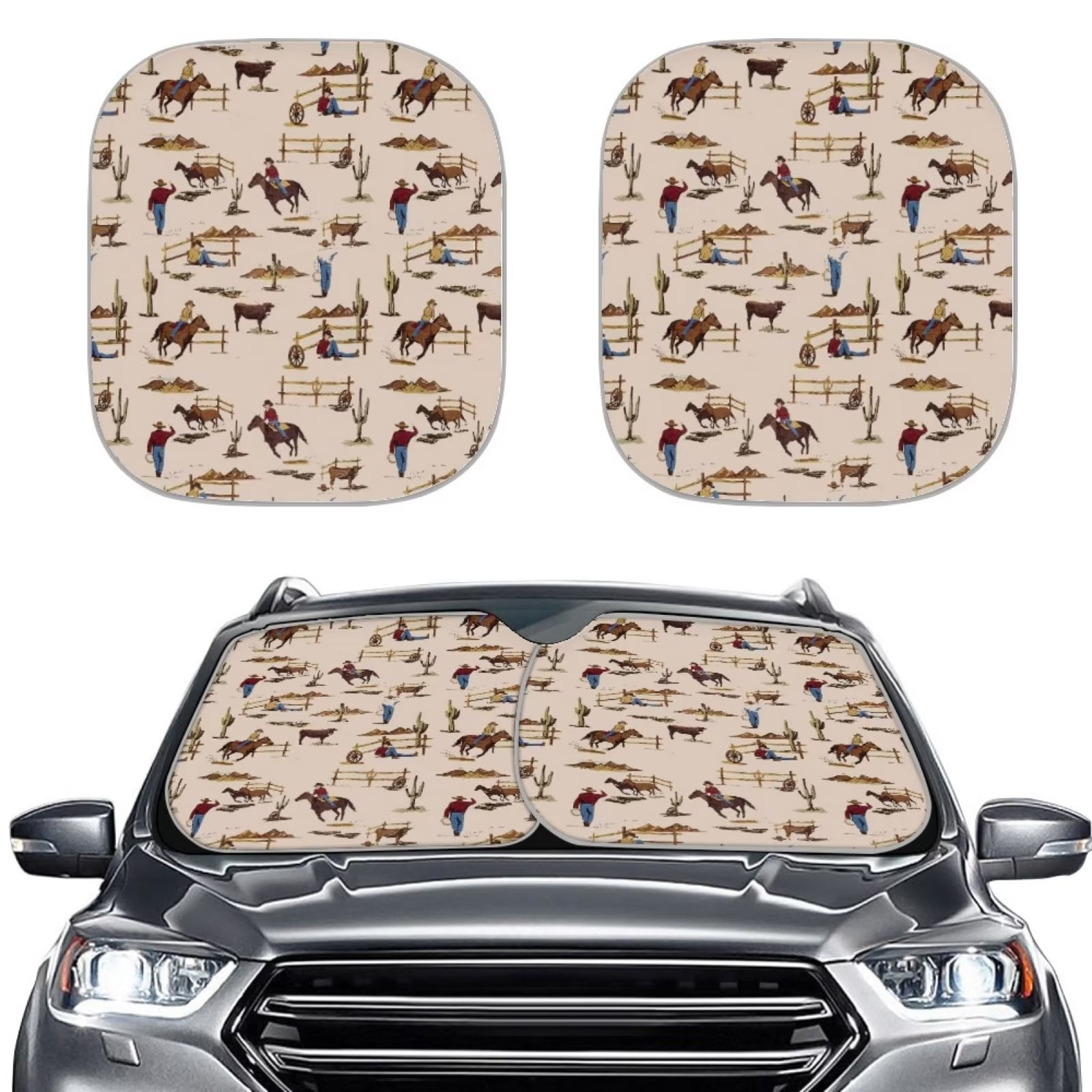 NETILGEN 2 Pcs Aztec Tribe Horse Windshield Sun Shade All Weathers ...