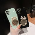 3D Flower Bird Soft TPU Bling Phone Case with Shiny Bezel Makeup Mirror ...