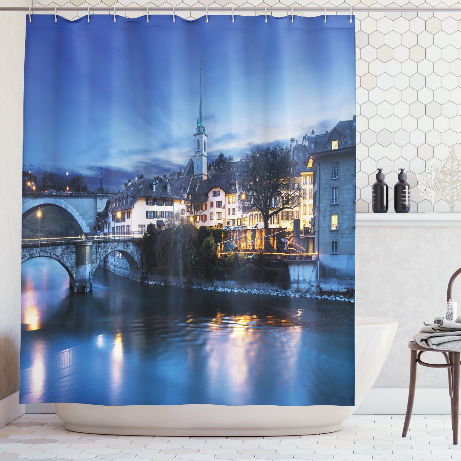 Switzerland Shower Curtain, View of Lower End of the Town Bern in the ...