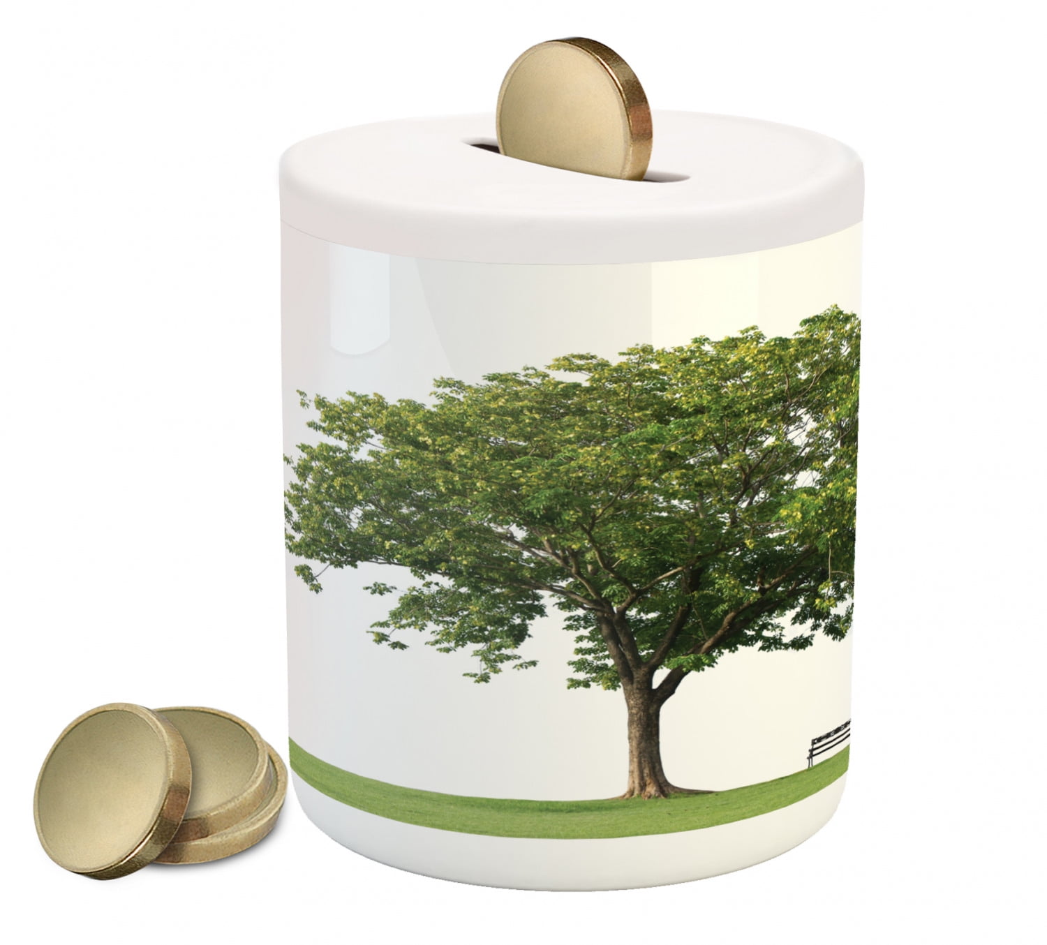 Tree Piggy Bank, Bench Under Majestic Tree Looks Like Solitude in ...