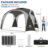 UNP Easy Beach Tent 12 X 12ft Pop Up Canopy UPF50+ Tent with Side Wall ...