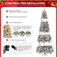 Ktaxon 8 FT Pre-lit Flocked Christmas Tree, Artificial Hinged Xmas Tree, 500 Lights and Remote ...