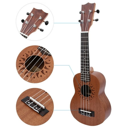 Adults Acoustic 21inch Wood Ukulele, 21 Inch Ukulele, 4 String For ...