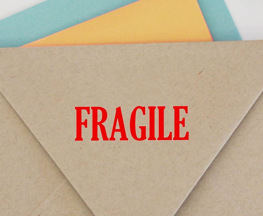 FRAGILE Self Inking Rubber Stamp Small Red Ink Office Stock Stamp Colop ...