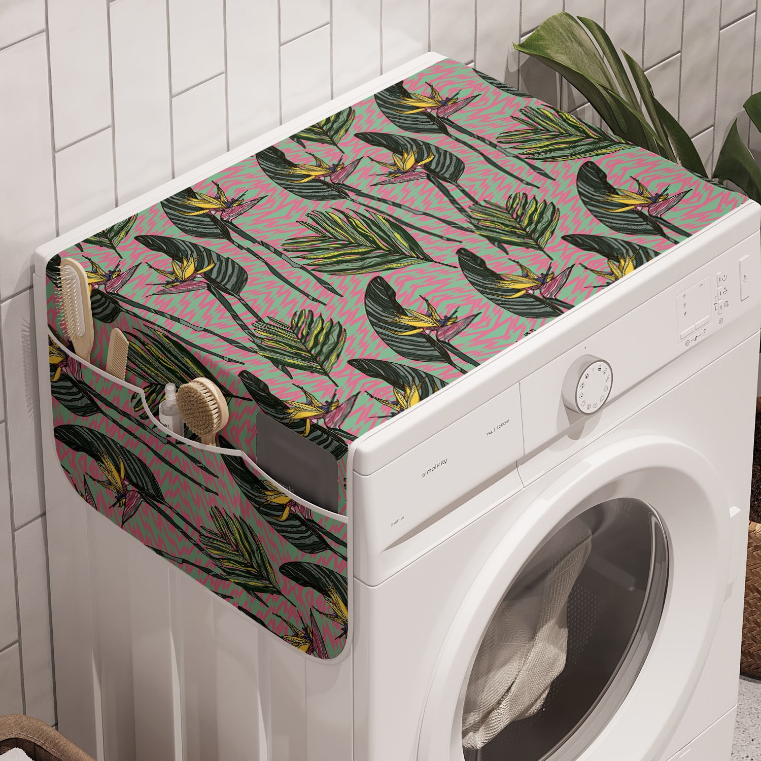 Tropical Washing Machine Organizer, Bird of Paradise Flowers with ...