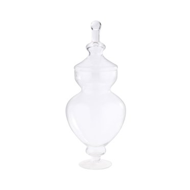 CC Home Furnishings 18.5" Amber and Silver Globe Shaped Glass Jar with ...