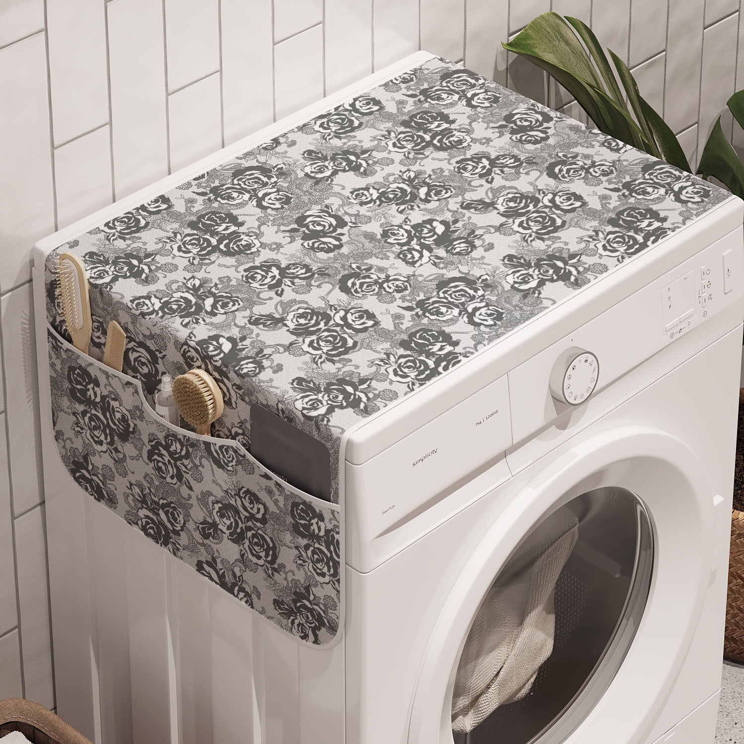 Flowers Washing Machine Organizer, Floral Theme Botanical Illustration ...