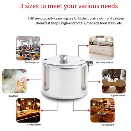 Stainless Steel Sugar Chilli Container Salts Pepper Seasoning Storage ...