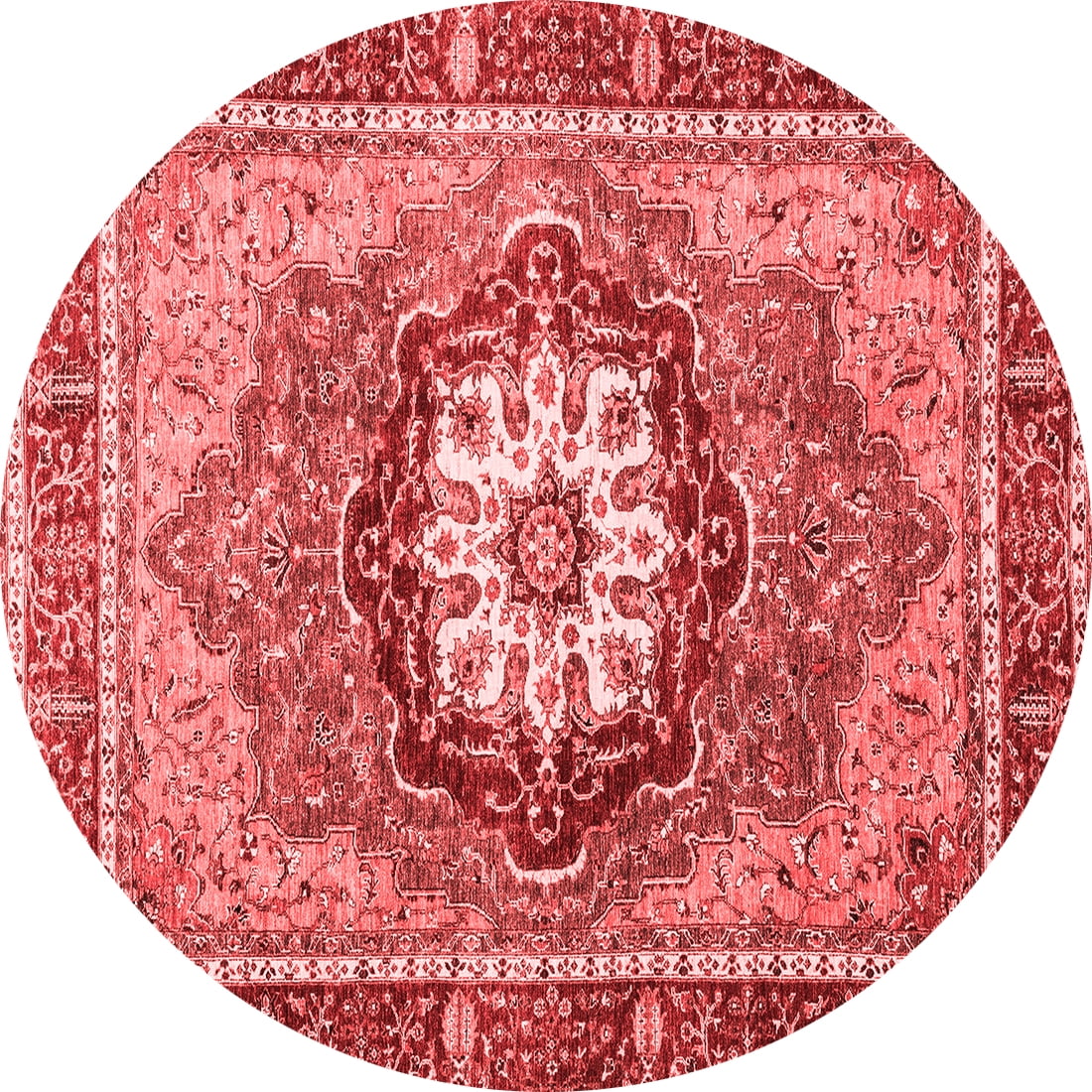Ahgly Company Indoor Round Abstract Red Modern Area Rugs, 8' Round ...