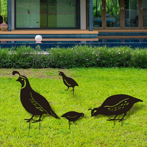 4 estatuas de animales para pájaros, decoración de jardín, estacas de ...