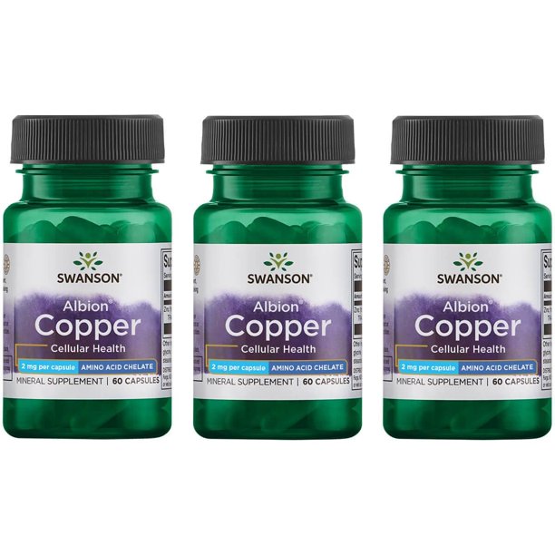 Swanson Albion Copper 2 mg 60 Caps 3 Pack - Walmart.com