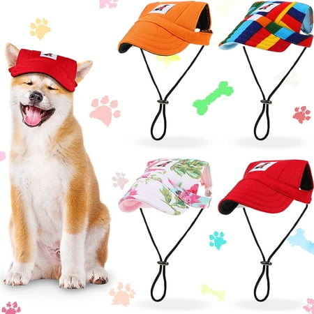 4 Pieces Dog Baseball Cap with Adjustable Neck Strap and Ear Holes ...