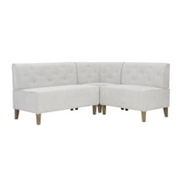 Kingfisher Lane Wood Upholstered Corner Nook Bench in Light Grey ...