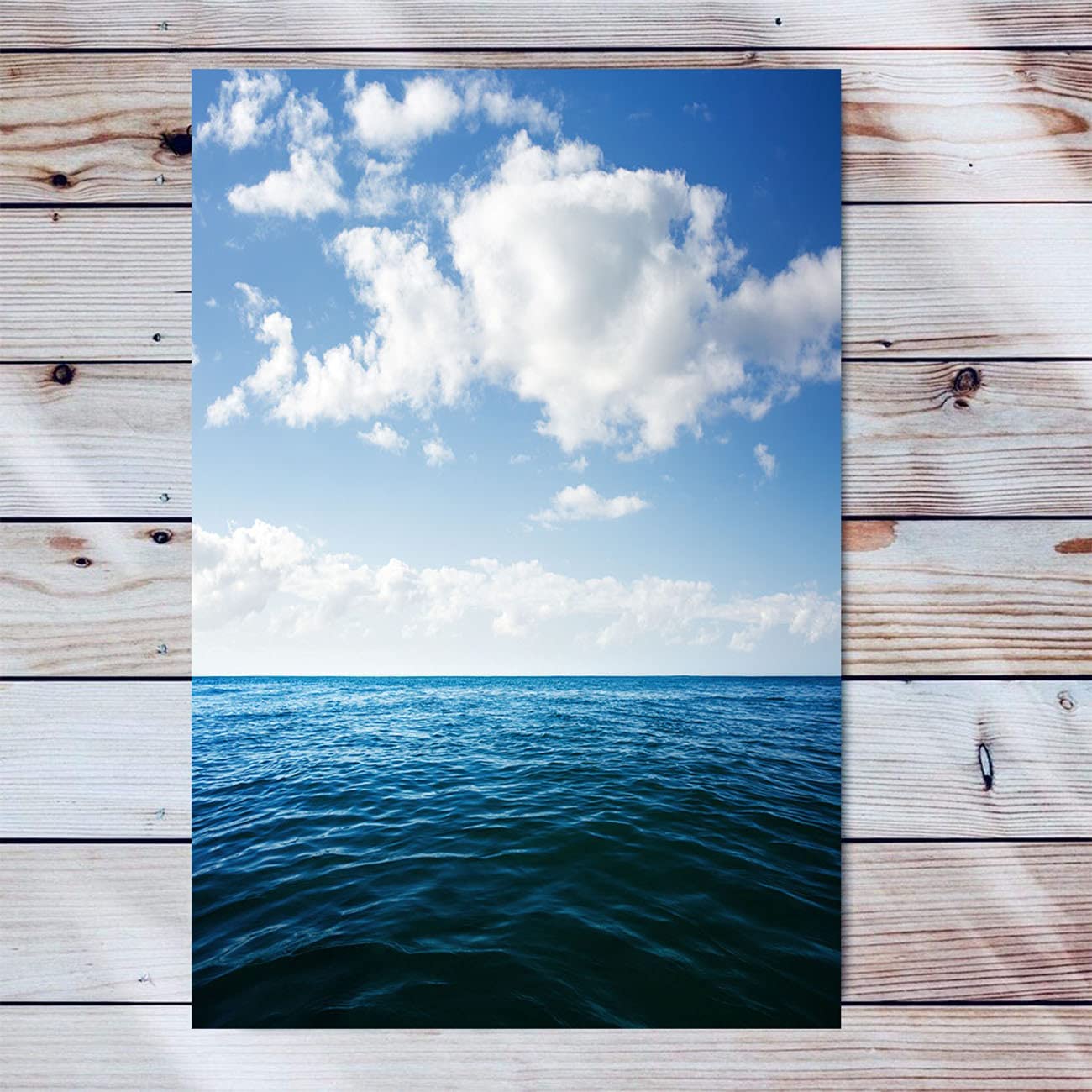 Clouds Blue Ocean Canvas Wall Art Artwork Wooden Frame Painting Puffy ...