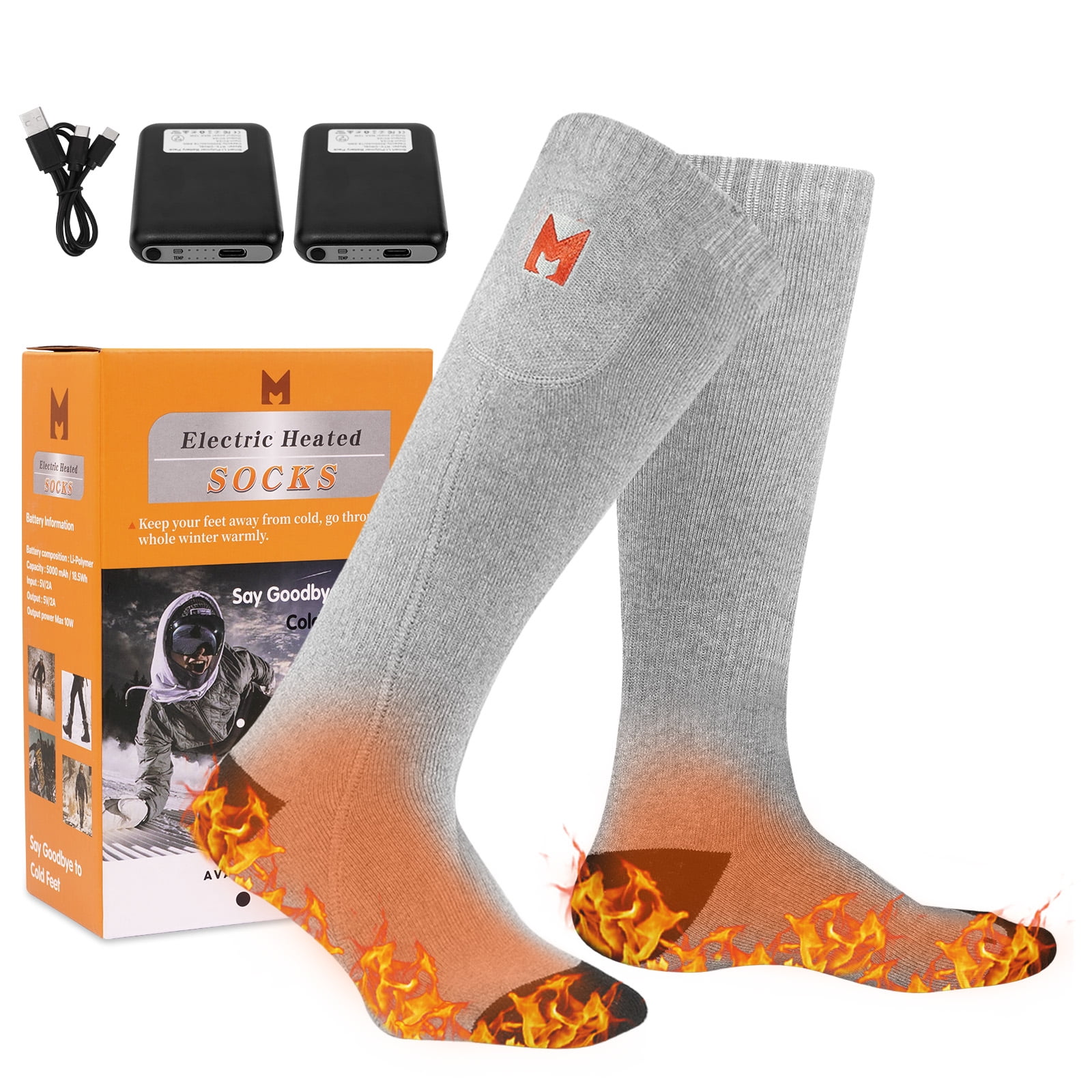 Heated Socks, 5000mAh Heated Socks for Men, Electric Heating Socks ...