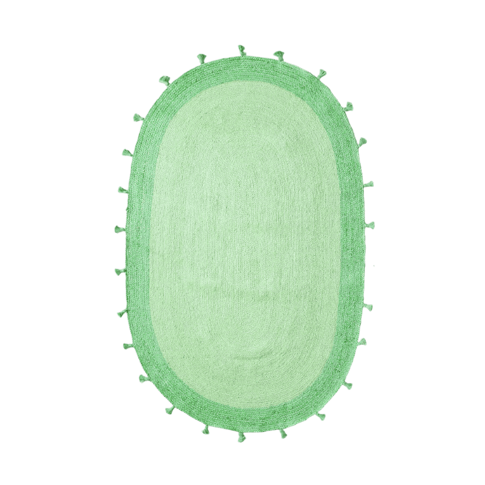 Green Two Toned Oval Jute Rug with Tassels - Walmart.com