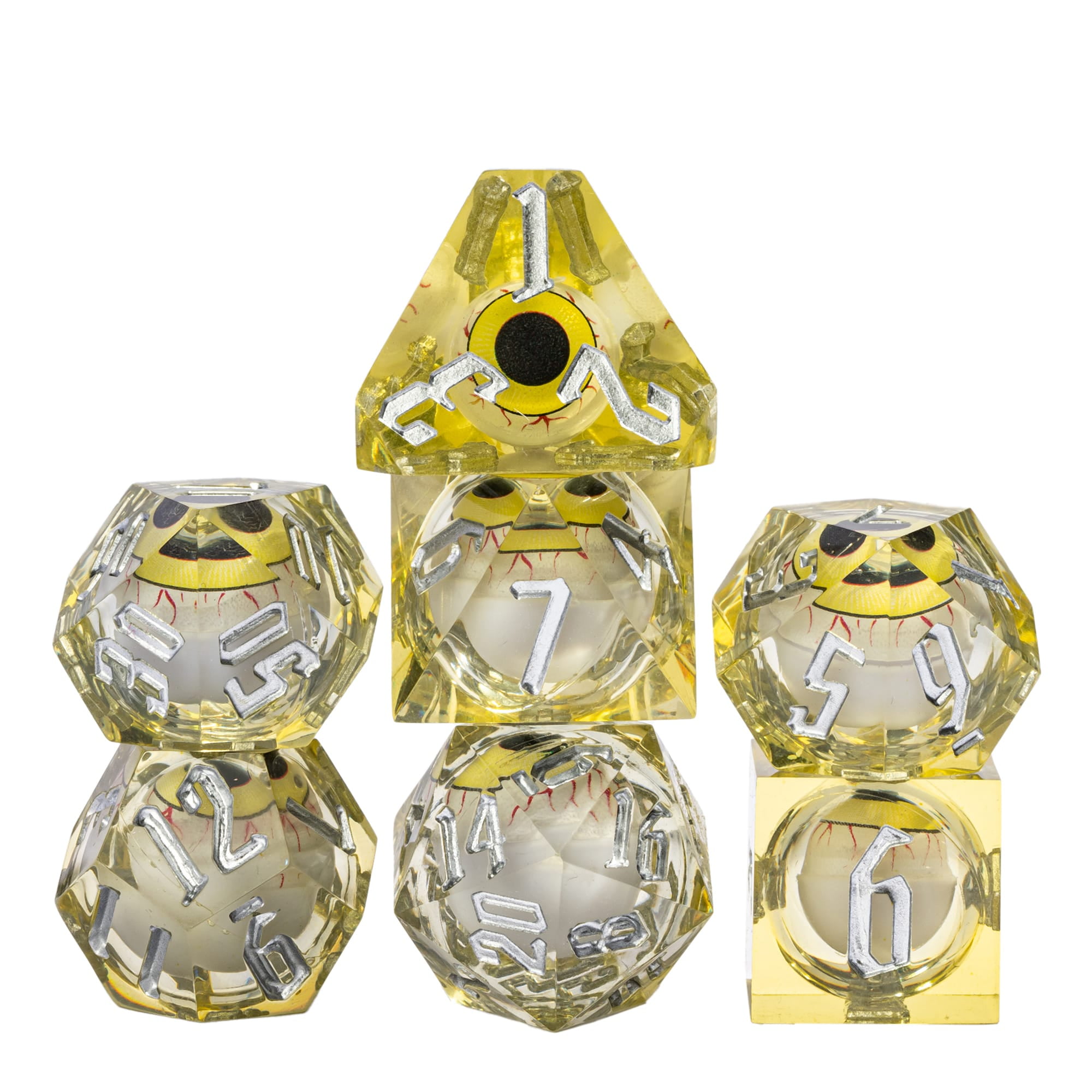 Cusdie Sharp Edges DND Dice, Death Peeping Eyes Liquid Core Dice, 7 PCs ...
