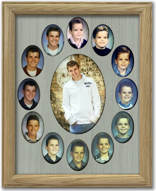 School Years Picture Frame - Oval Collage - Holds 2x3 Wallet Photos - K ...