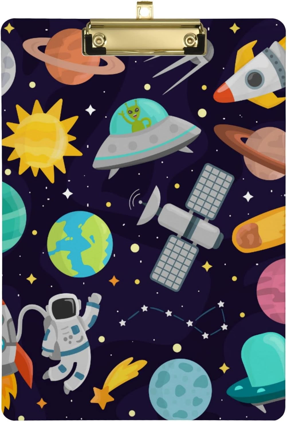 ZHANZZK Galaxy Space Astronaut Rocket Blue Clipboard Hardboard Wood ...