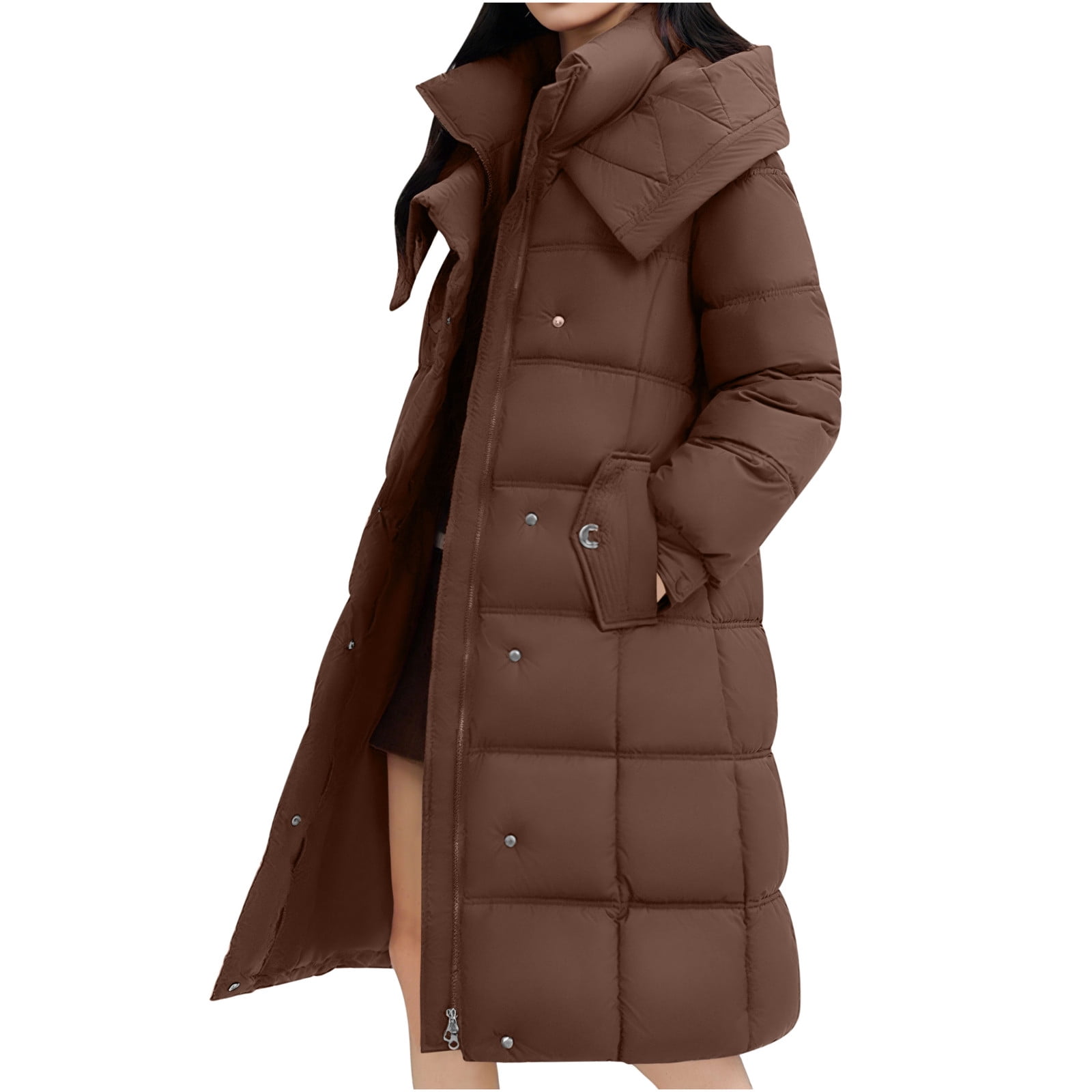 Click here for Hoksml Womens Longline Knee-Length Down Jacket Wit... prices