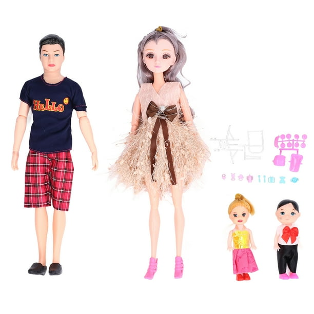 Family Doll Set Cute Vivid Dad Pregnant Mom Baby Doll Pretend Play Toy ...